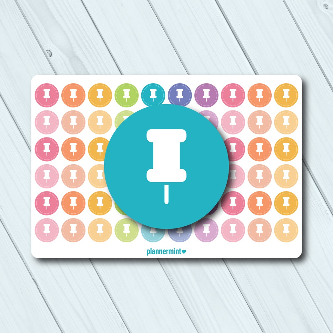Pushpin Planner Stickers - Dot Icon - Erin Condren Life Planner - Happy ...