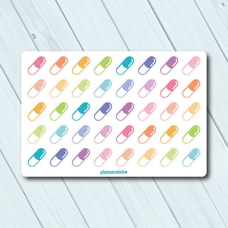 Pill Icon Planner Stickers: Medication & Vitamin Tracker (40 Ct) - Etsy