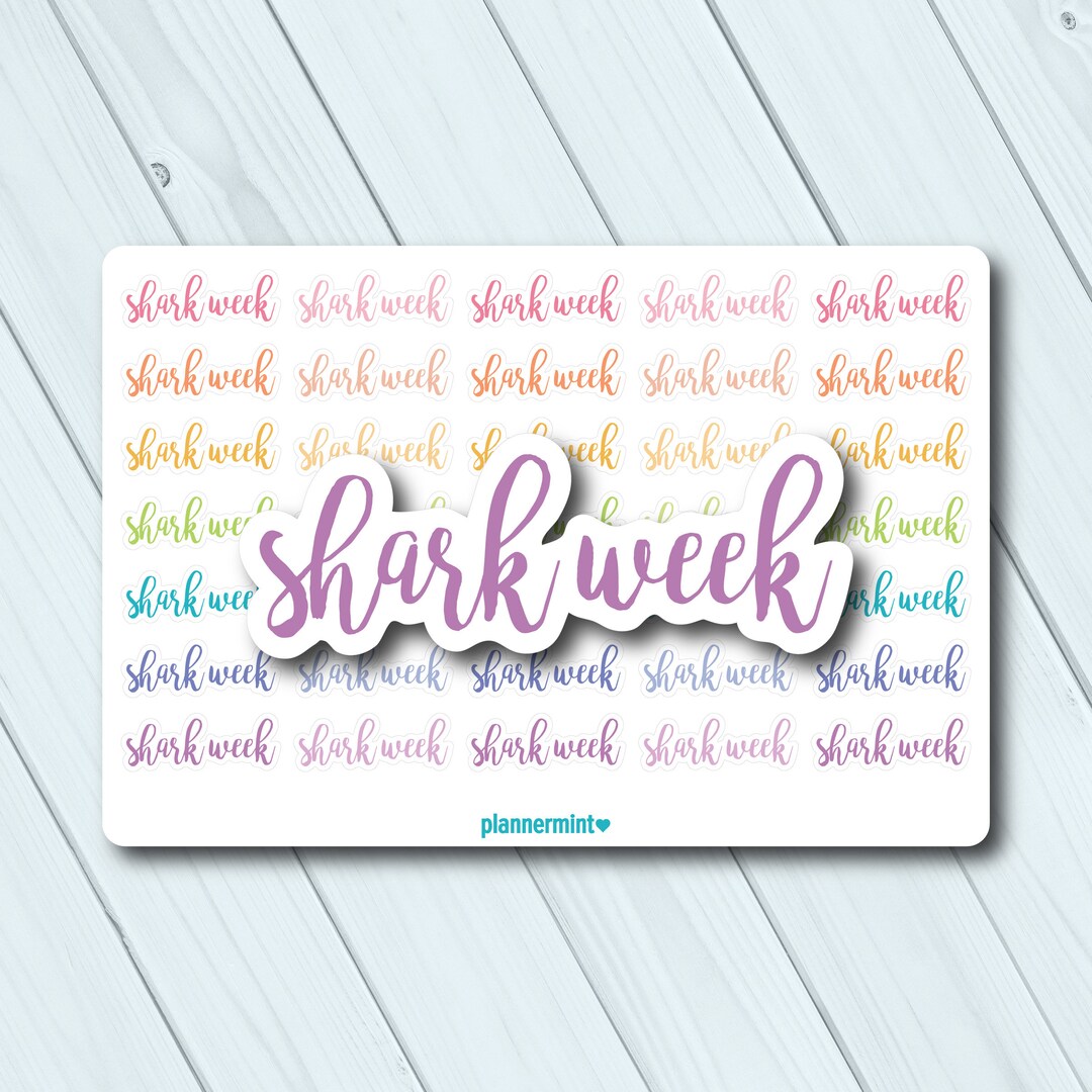 Shark Week Planner Stickers - Word Outline - Erin Condren - Happy ...