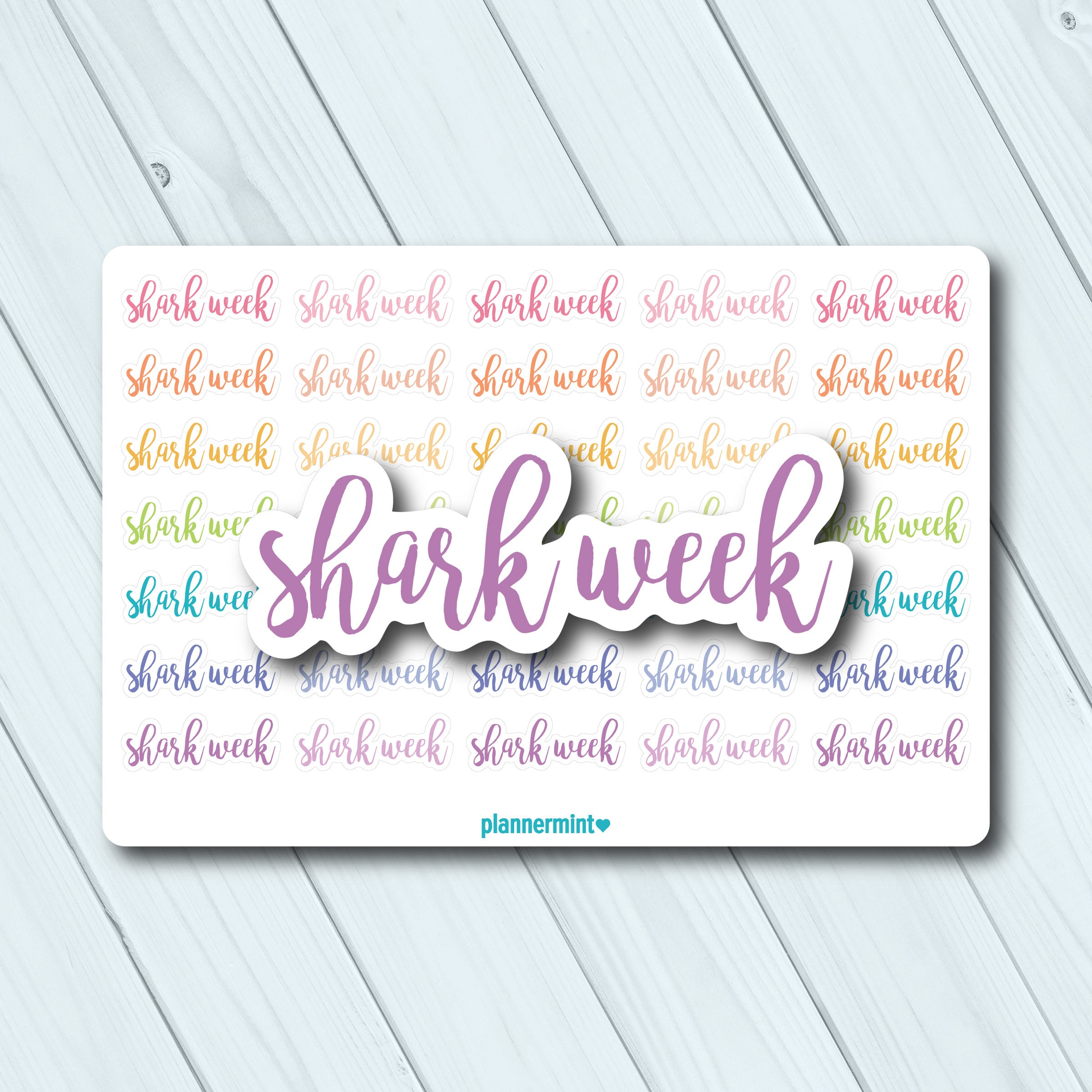 Shark Week Planner Stickers Word Outline Erin Condren - Etsy