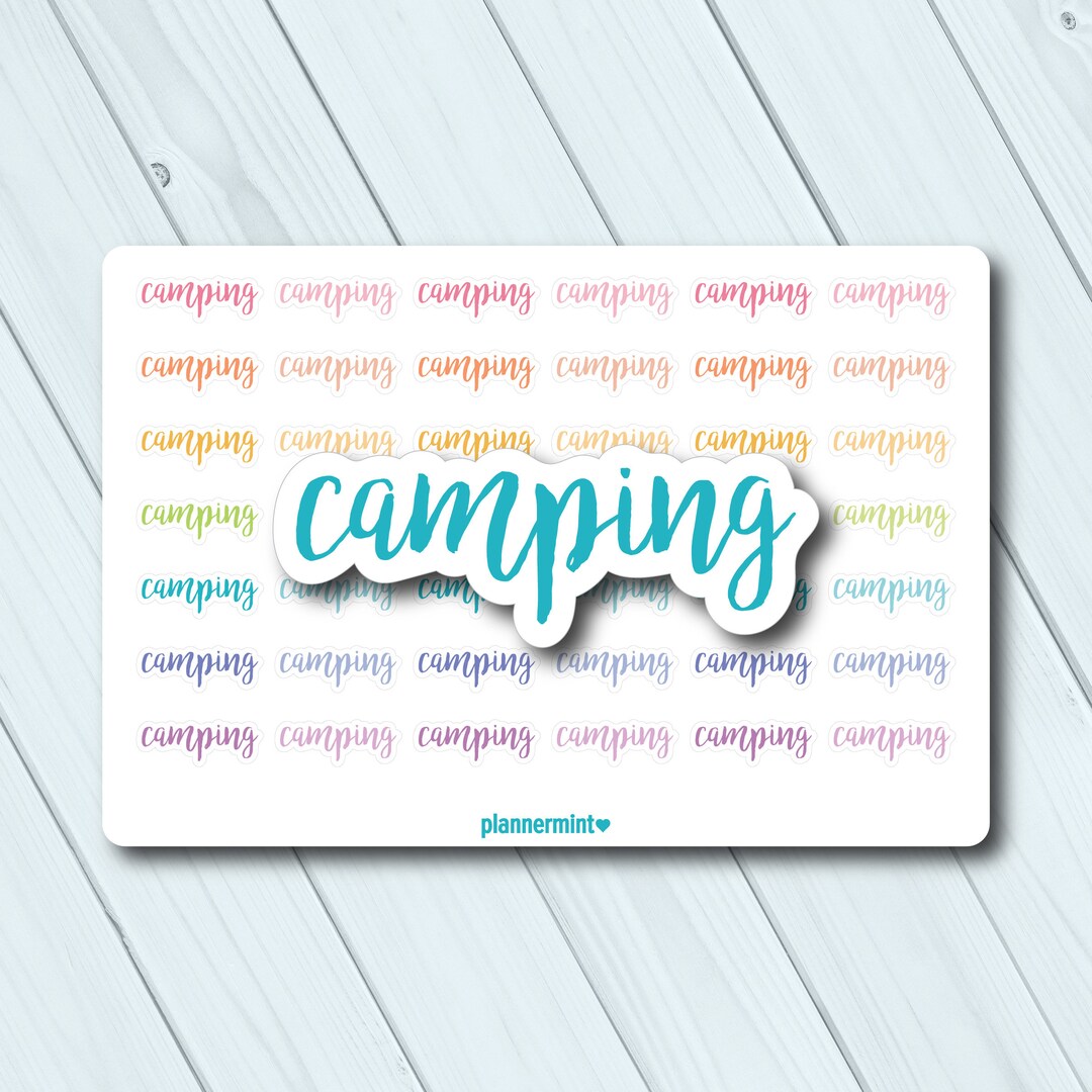 Camping Planner Stickers: Script Word, Cursive (matte or Glossy) - Etsy