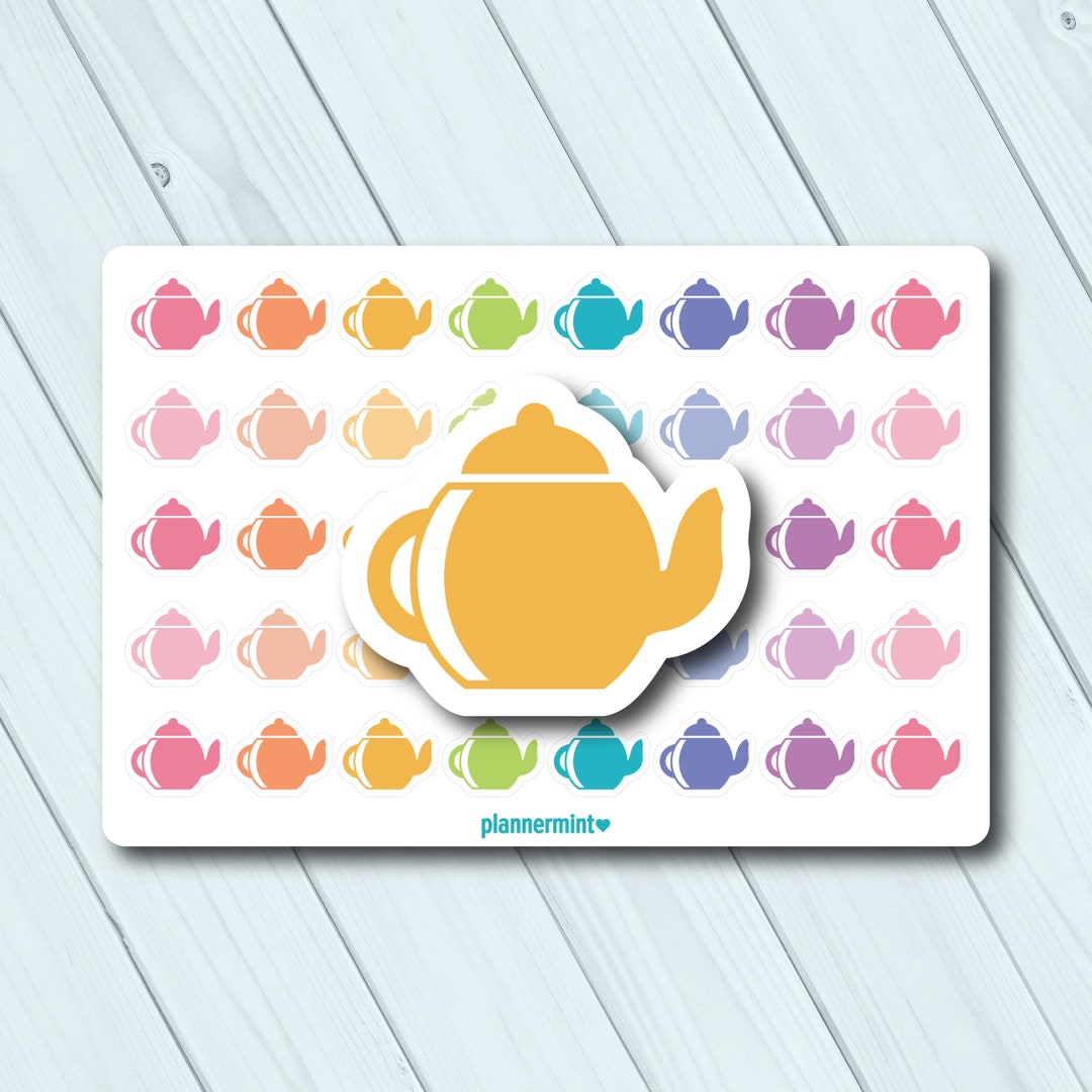 Teapot Planner Stickers: Tea Time Icons - Etsy