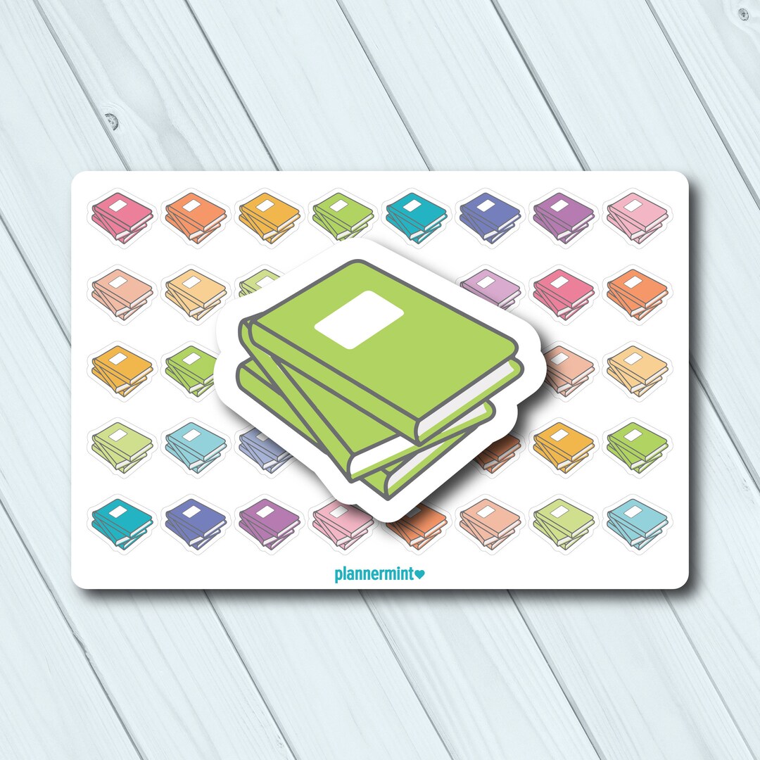 Book Planner Stickers - Icon - Erin Condren Life Planner - Happy ...