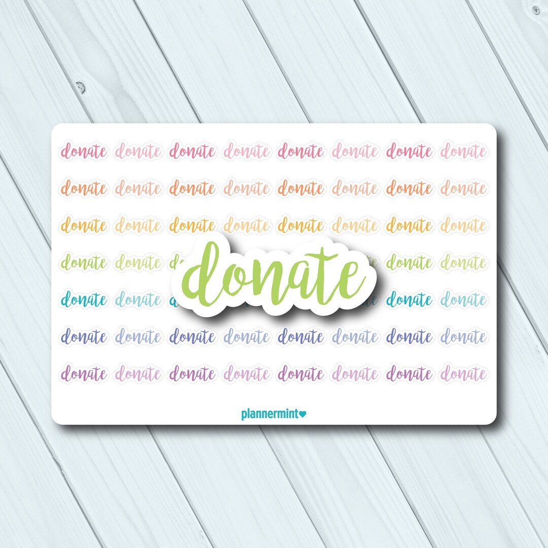 Donate Planner Stickers: Word Outline, Charity Reminders - Etsy