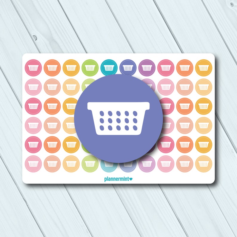 Laundry Basket Planner Stickers: Cleaning Dot Icons (60/sheet) - Etsy