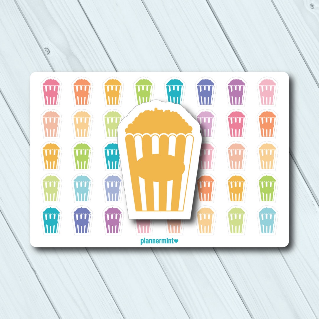 Popcorn Planner Stickers - Movie Night Icons, Functional Stickers - Etsy