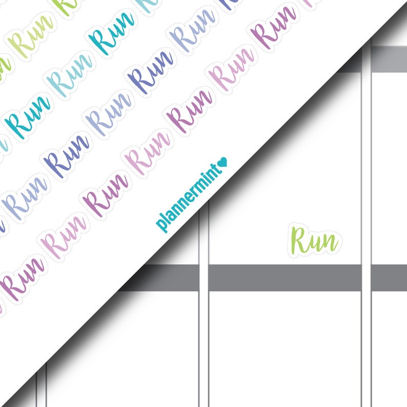 Run Planner Stickers: Word Outline, Exercise, Cardio (matte or Glossy ...