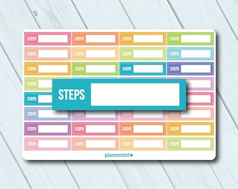Daily Steps Tracker VERTICAL Planner Stickers Weekly Sidebar - Etsy