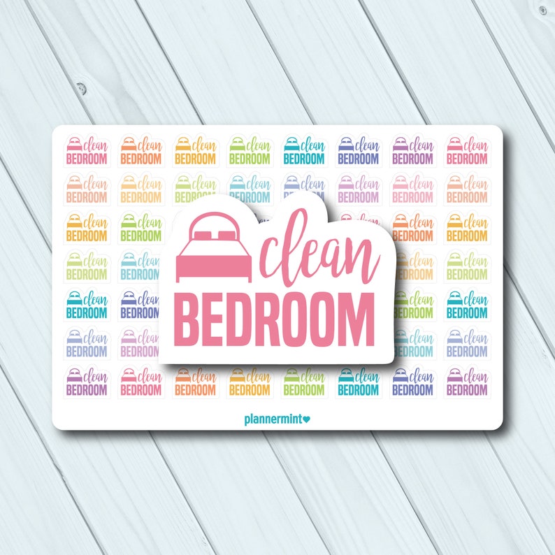 Clean Bedroom Planner Stickers Cleaning Stickers Word - Etsy