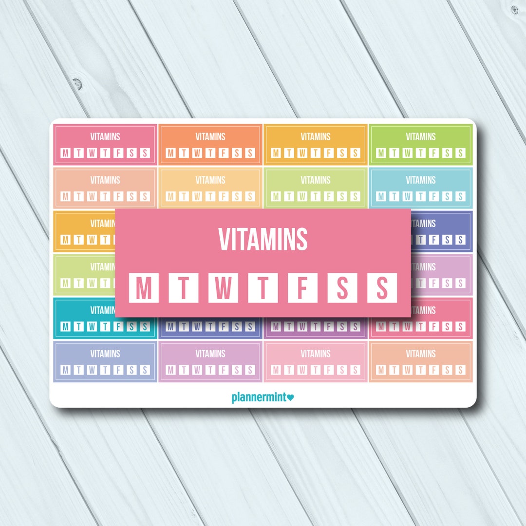 Vitamins Tracker Planner Stickers: Fillable Habit Tracker - Etsy