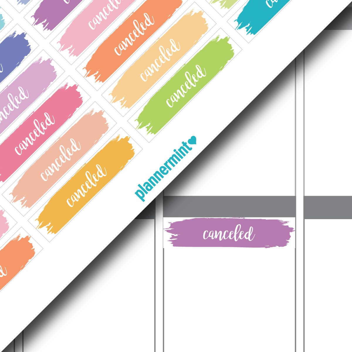 Canceled Planner Stickers Script Brush Strokes Erin - Etsy