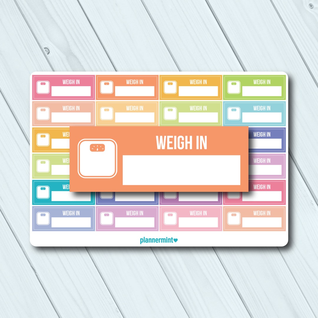 Weigh in Planner Stickers: Weight Loss Tracker, Fillable (matte or ...
