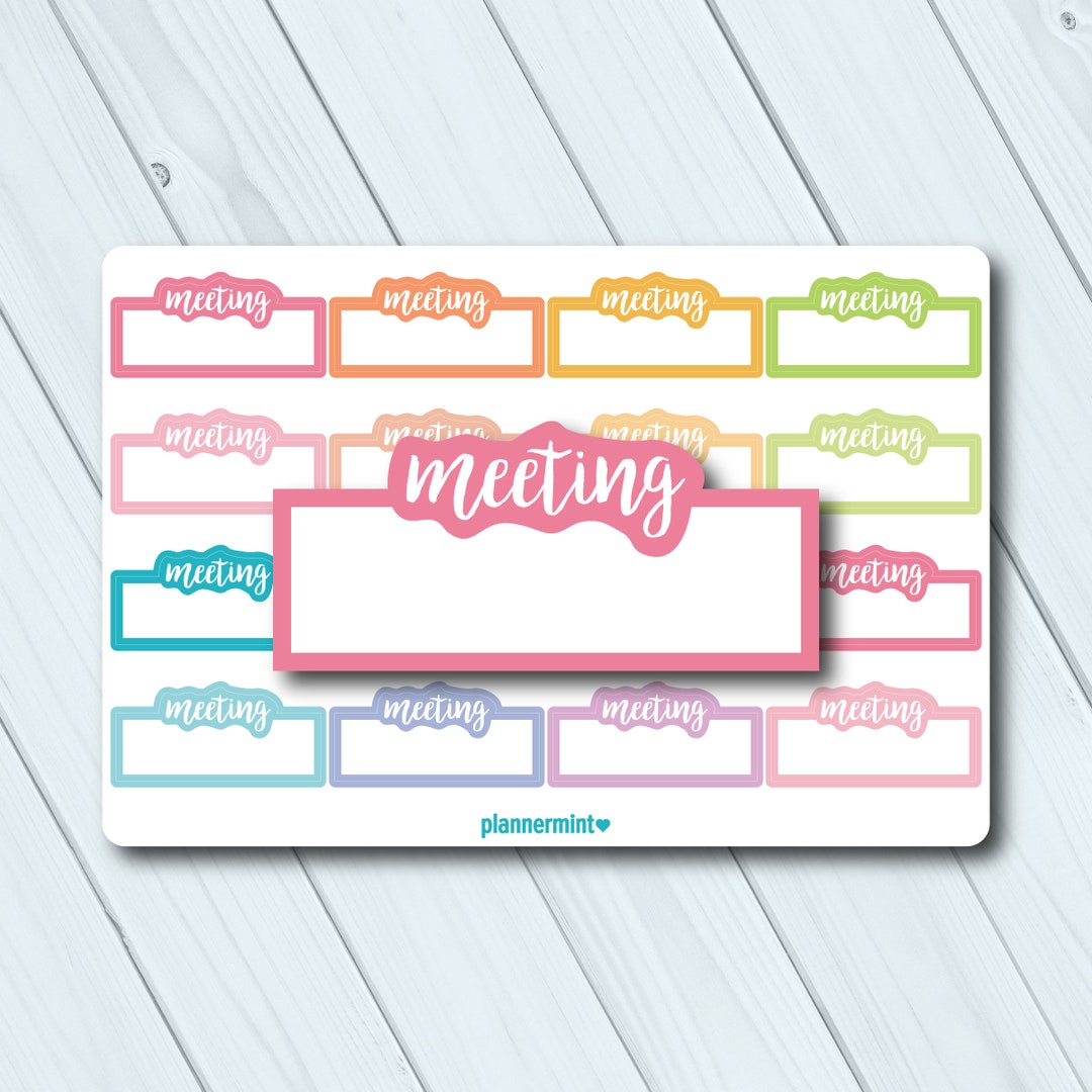 Meeting Planner Stickers: Fillable Tracker, Work & Business (matte or ...