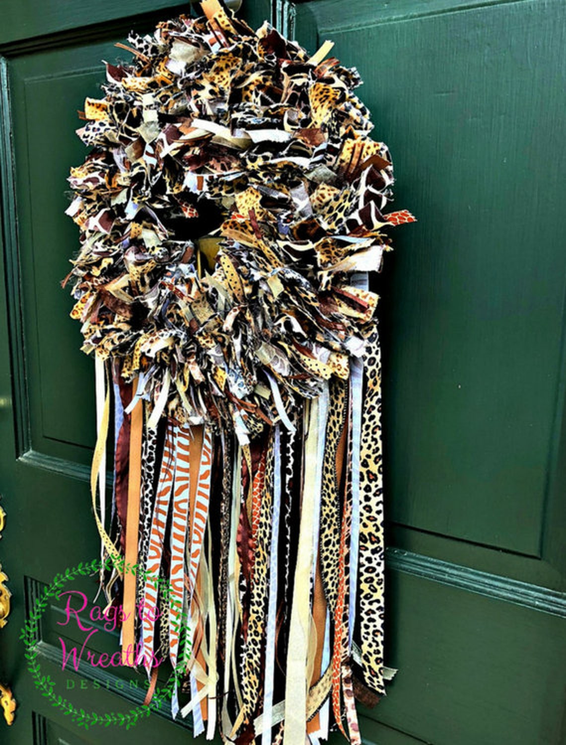 Rag Wreath, Animal Print Wreath, Wild Animal Wreath, Decorative Wreath ...