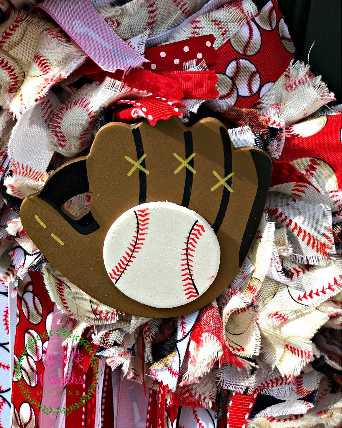Baseball Wreath Fabric Wreath Ribbon Wreath Rag Wreath | Etsy