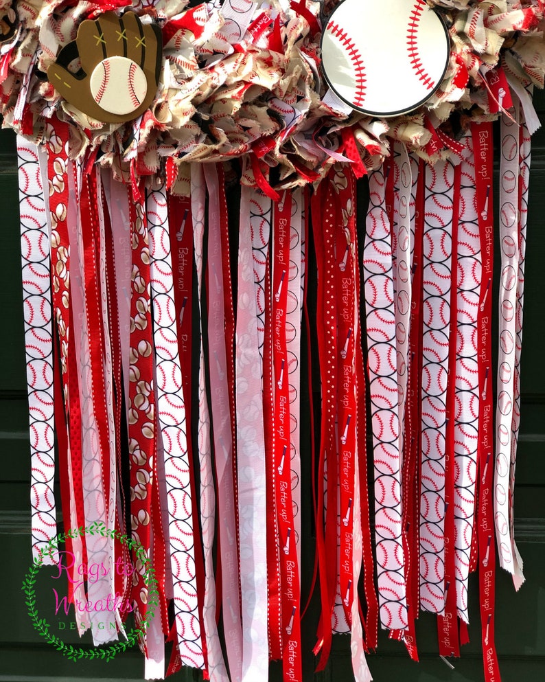 Baseball Wreath Fabric Wreath Ribbon Wreath Rag Wreath | Etsy