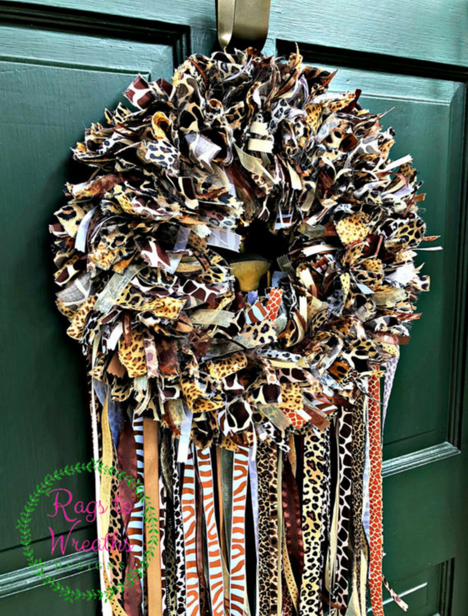 Rag Wreath, Animal Print Wreath, Wild Animal Wreath, Decorative Wreath ...