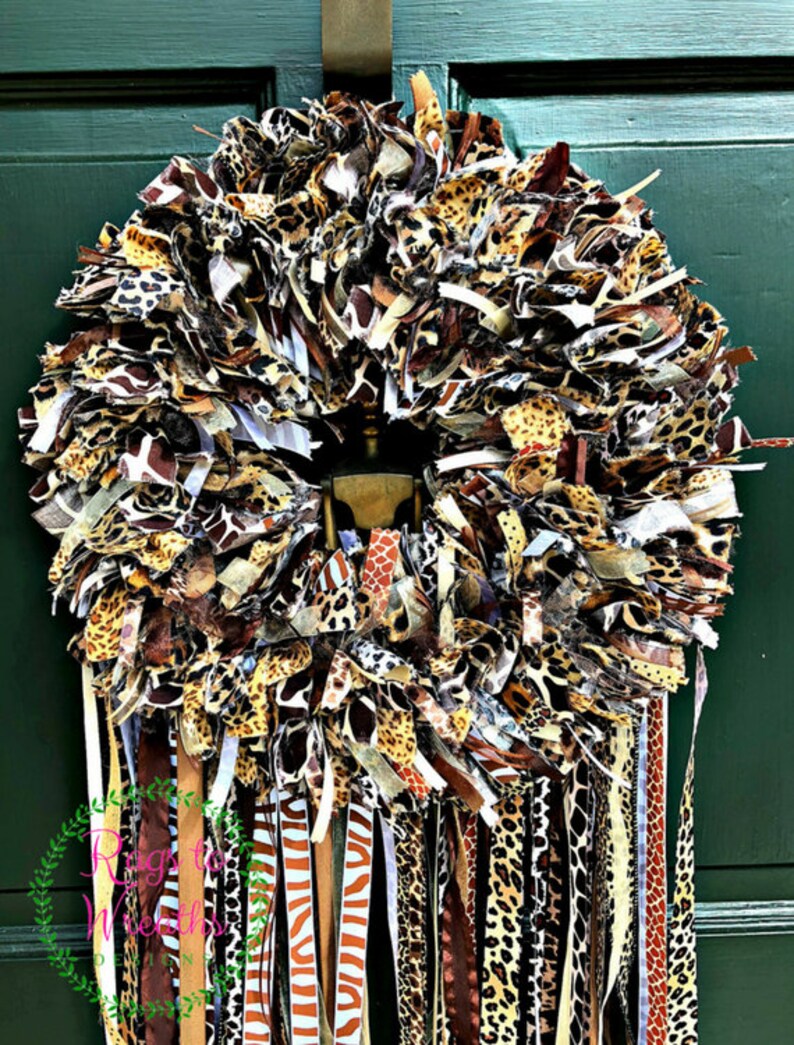 Rag Wreath, Animal Print Wreath, Wild Animal Wreath, Decorative Wreath ...