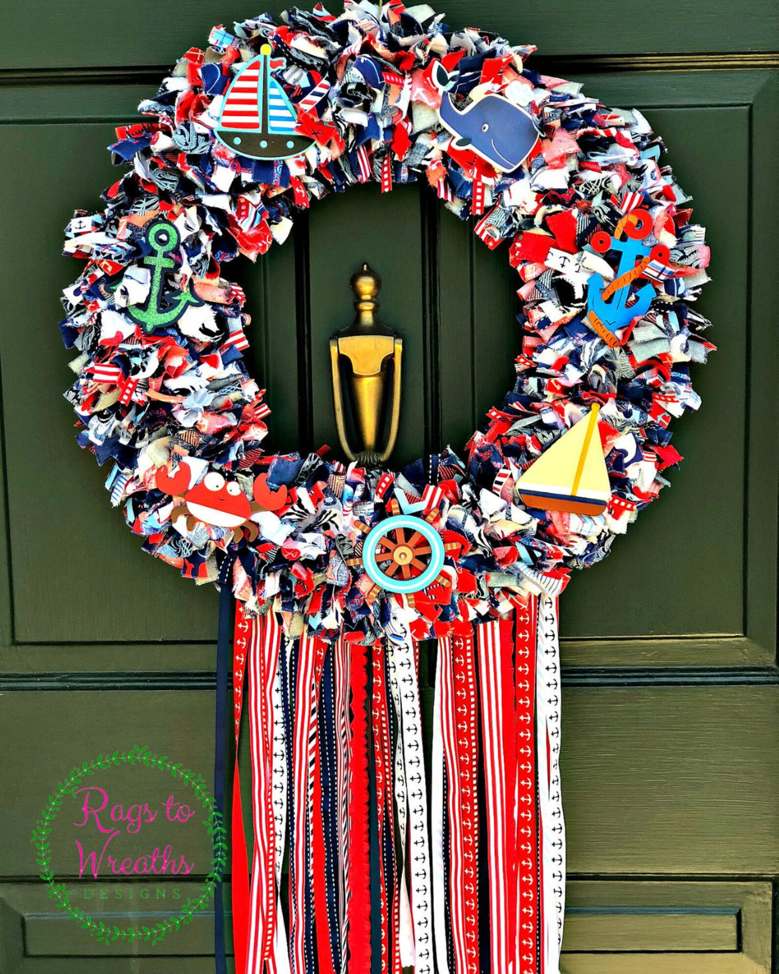 Nautical Wreath, Sailor Wreath, Sea Life Wreath, Beach Wreath, Fabric ...