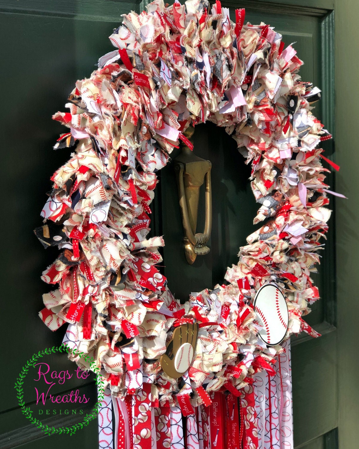 Baseball Wreath Fabric Wreath Ribbon Wreath Rag Wreath | Etsy