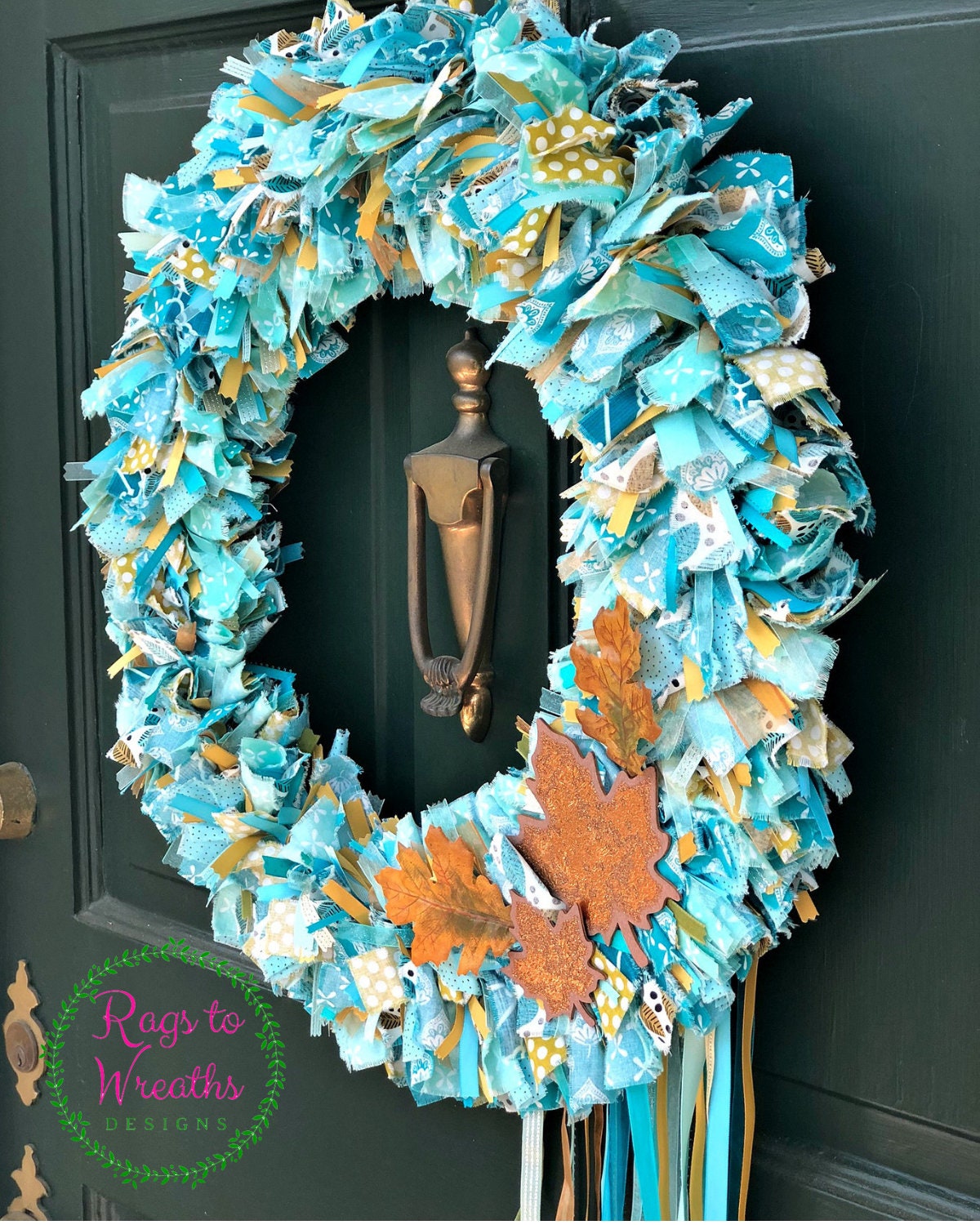 Rag Wreath, Fall Leaves, Autumn Wreath, Fall Wreath, Door Wreath ...