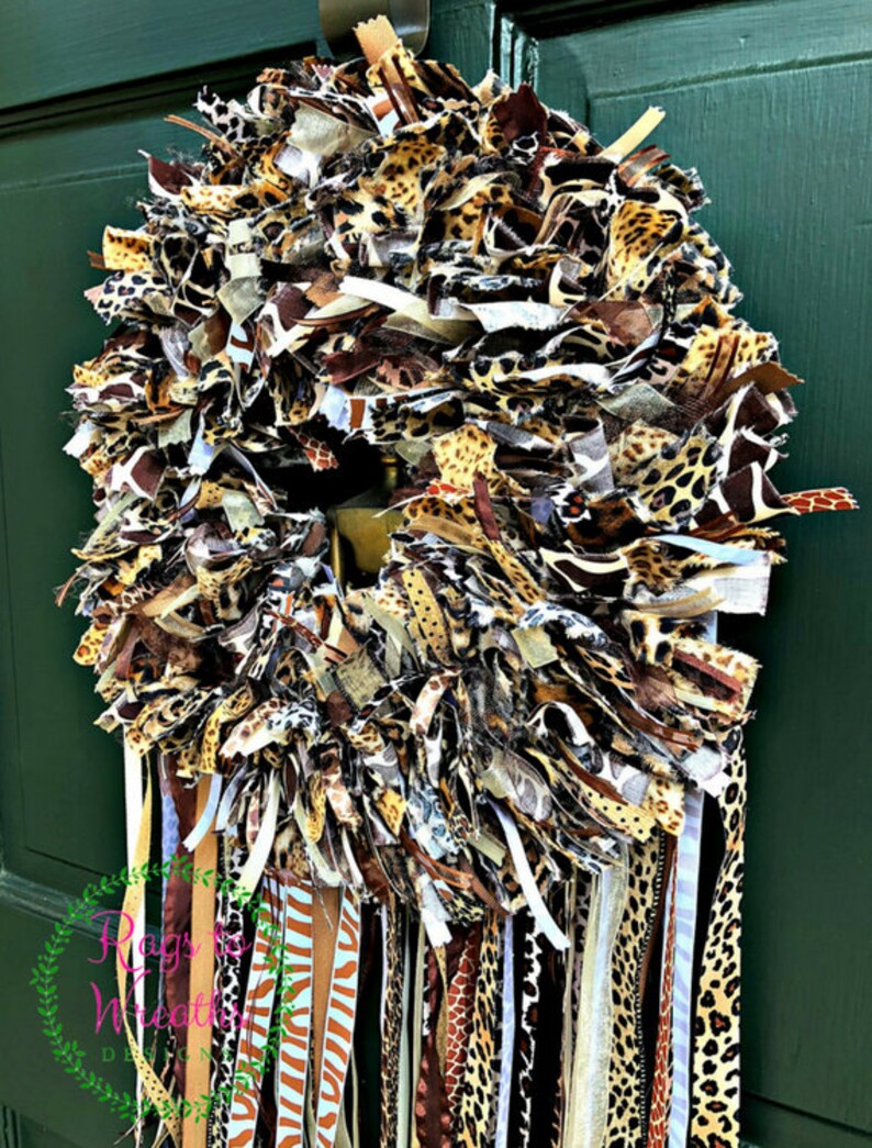 Rag Wreath, Animal Print Wreath, Wild Animal Wreath, Decorative Wreath ...