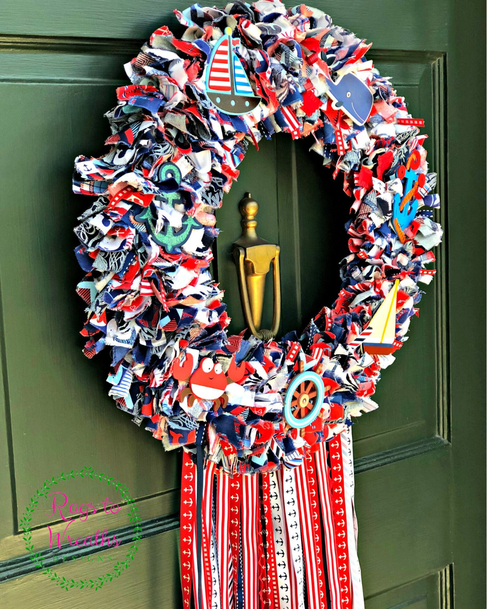 Nautical Wreath, Sailor Wreath, Sea Life Wreath, Beach Wreath, Fabric ...