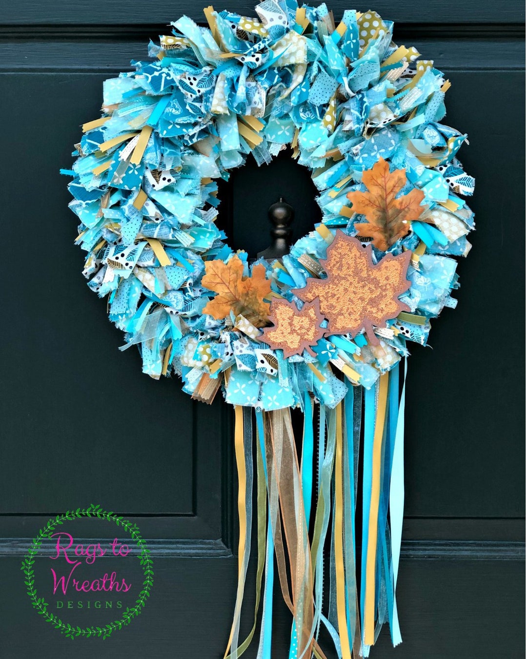 Rag Wreath, Fall Leaves, Autumn Wreath, Fall Wreath, Decorative Wreath ...