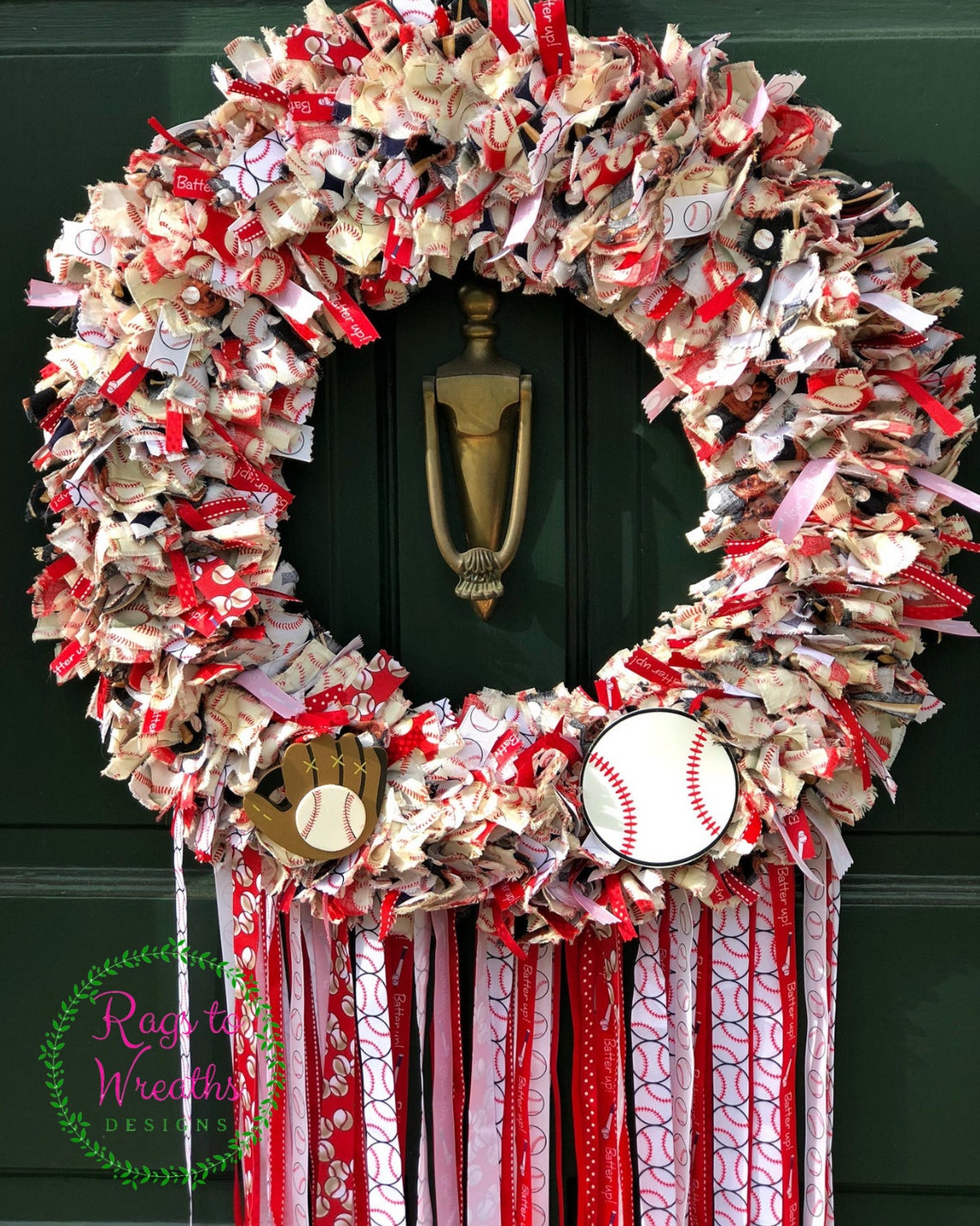 Baseball Wreath Fabric Wreath Ribbon Wreath Rag Wreath - Etsy