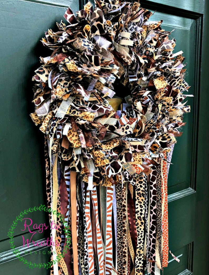 Rag Wreath, Animal Print Wreath, Wild Animal Wreath, Decorative Wreath ...