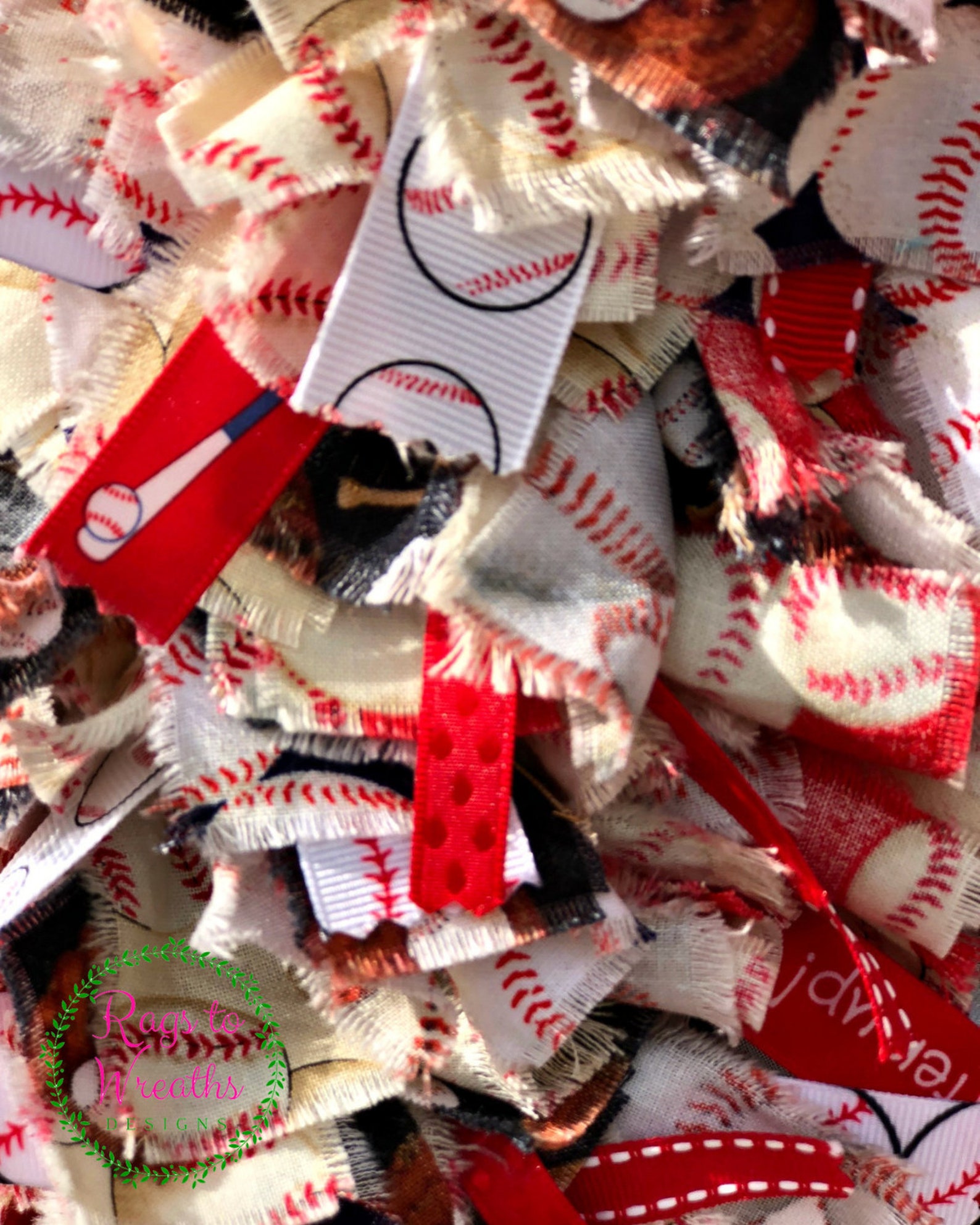 Baseball Wreath Fabric Wreath Ribbon Wreath Rag Wreath - Etsy