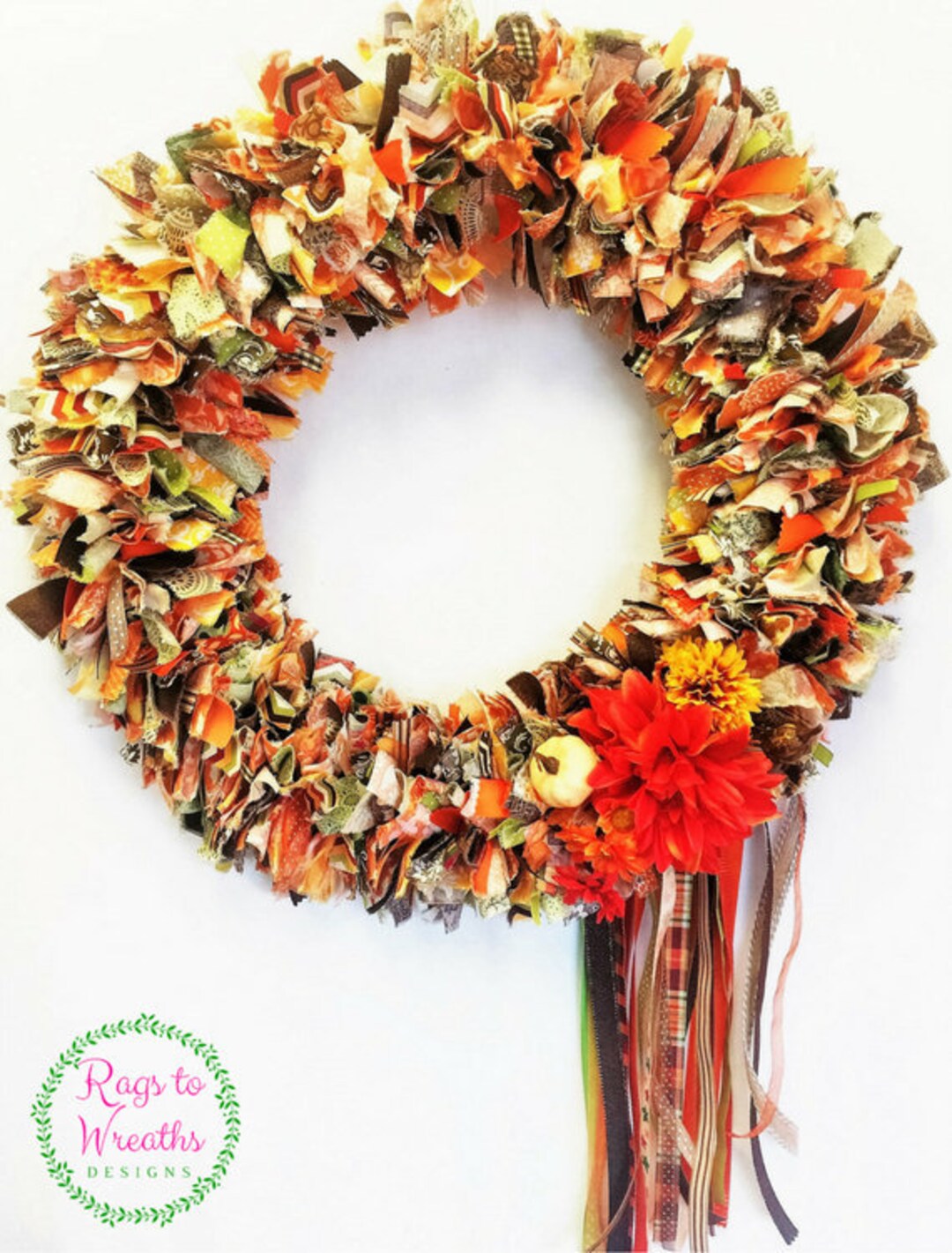 Rag Wreath, Autumn Wreath, Fall Wreath, Decorative Wreath, Front Door ...