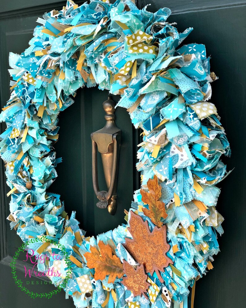 Rag Wreath, Fall Leaves, Autumn Wreath, Fall Wreath, Door Wreath ...