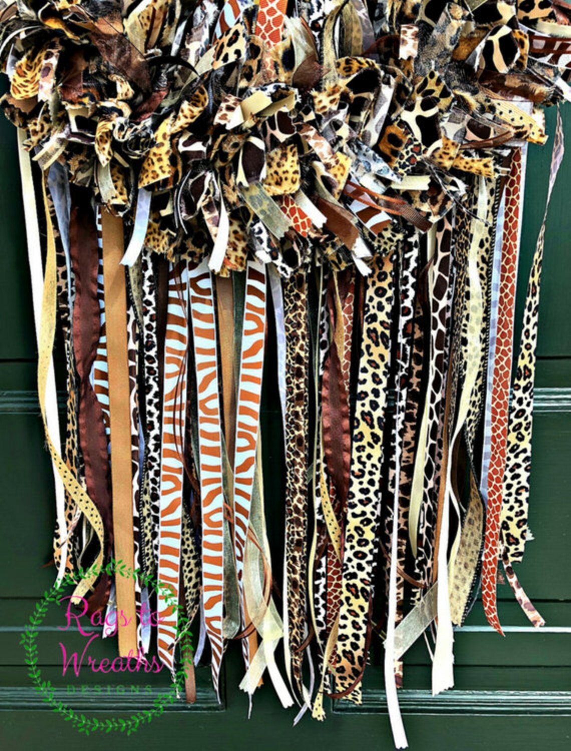 Rag Wreath, Animal Print Wreath, Wild Animal Wreath, Decorative Wreath ...