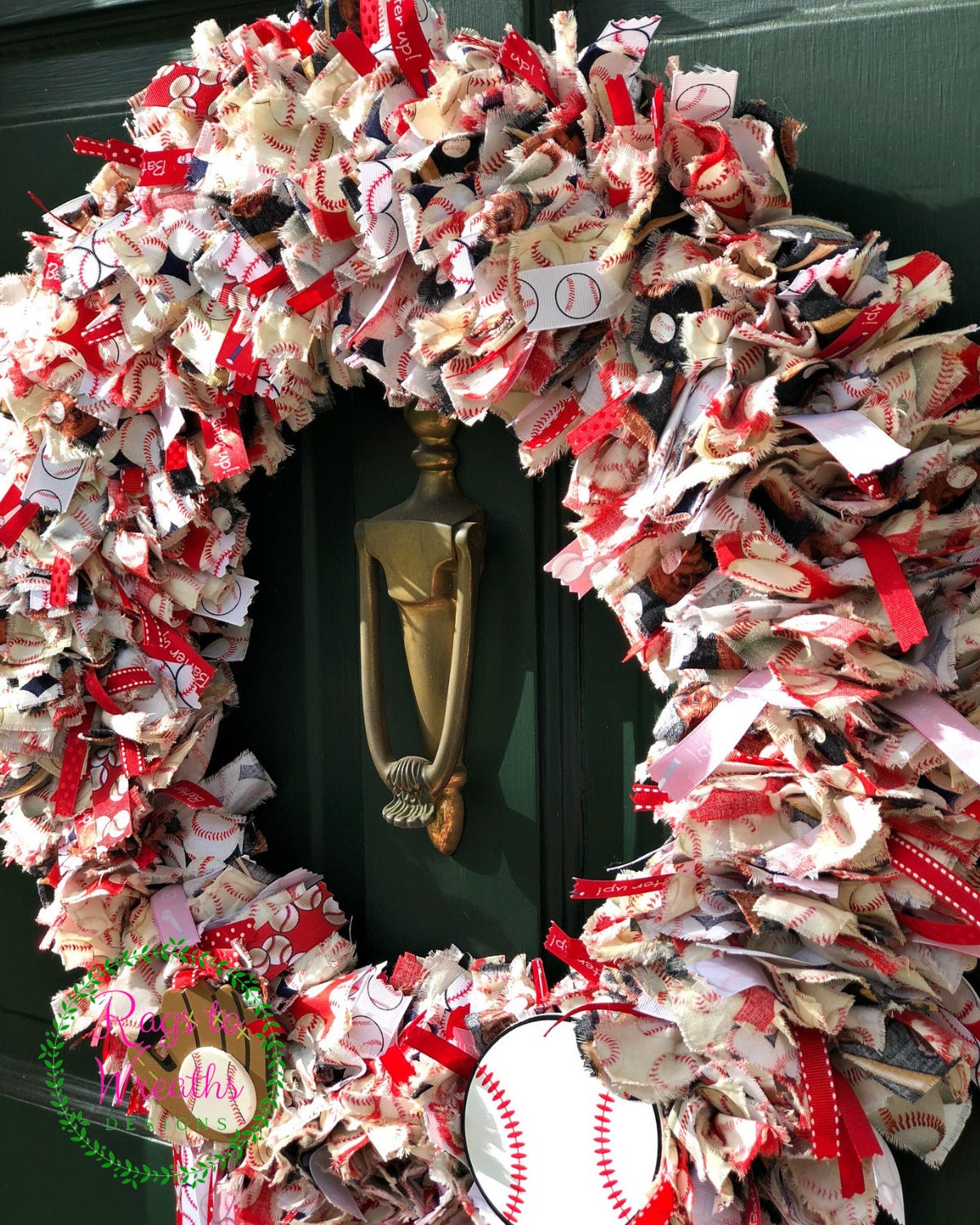 Baseball Wreath Fabric Wreath Ribbon Wreath Rag Wreath | Etsy