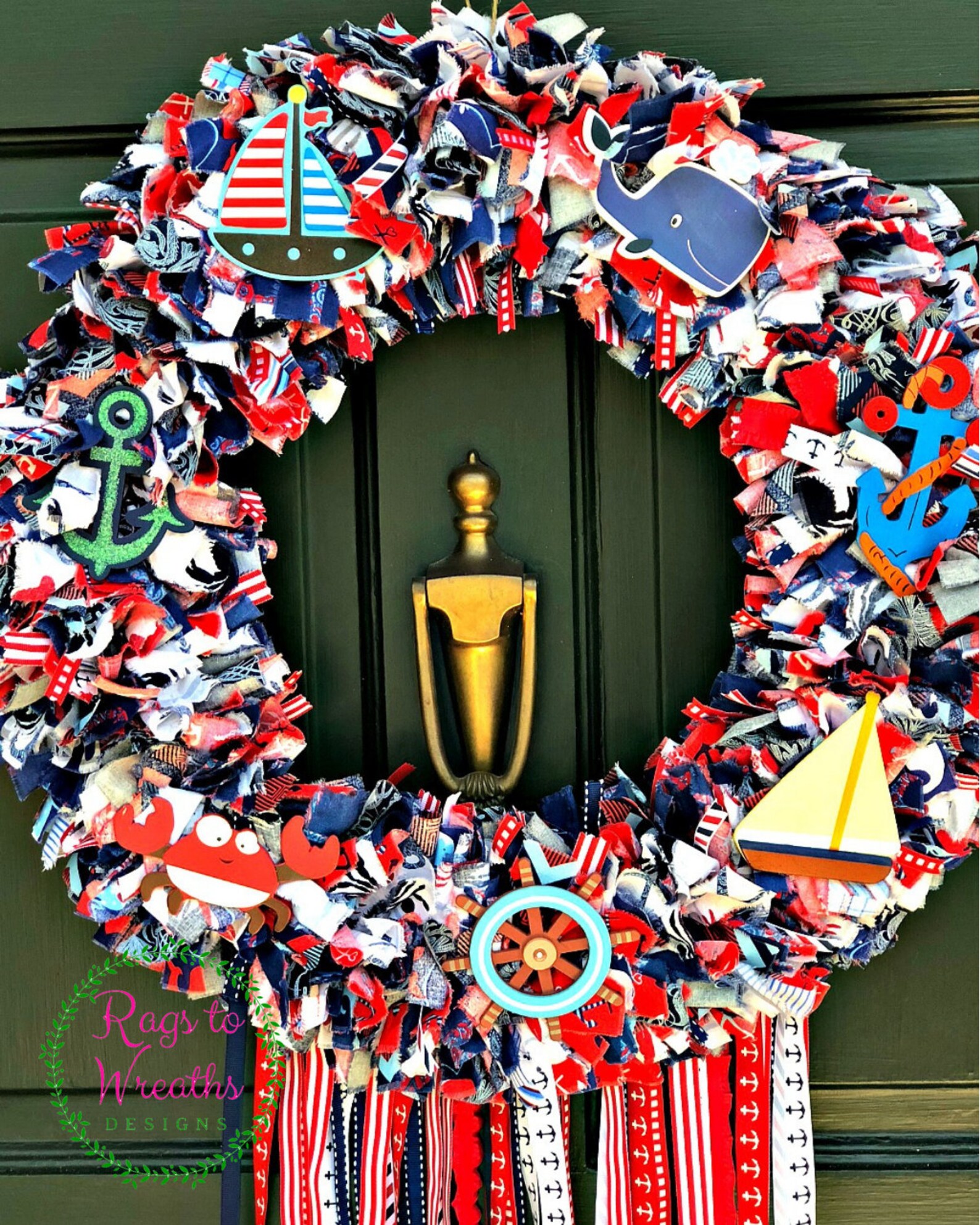 Nautical Wreath, Sailor Wreath, Sea Life Wreath, Beach Wreath, Fabric ...