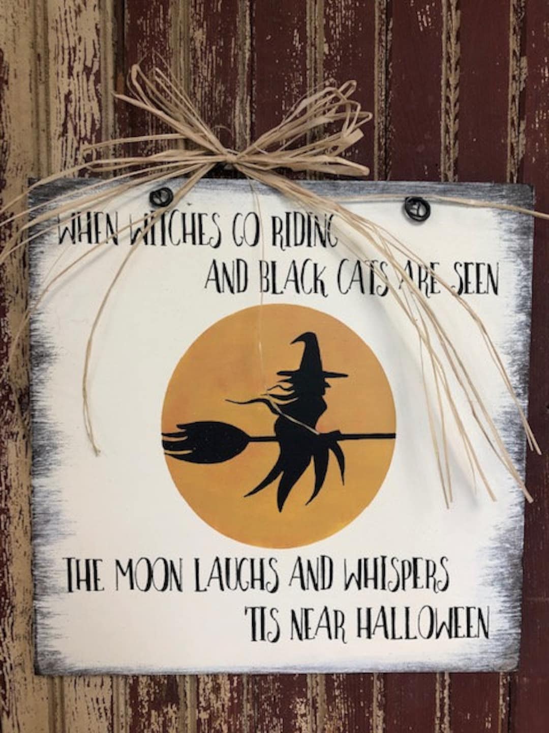 When Witches Go Riding Sign, Hanging Halloween Decor - Etsy