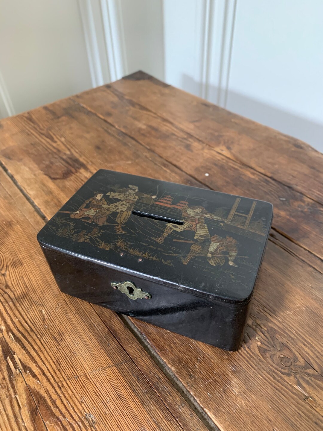 Black Laquer Papier-mâché Money Box - Etsy