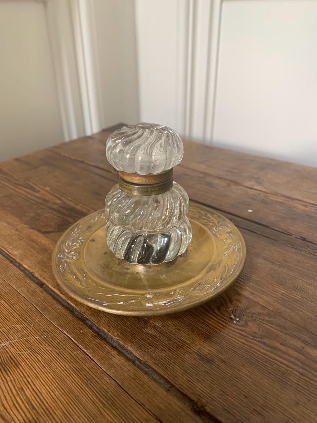 Victorian Inkwell on Brass Base - Etsy