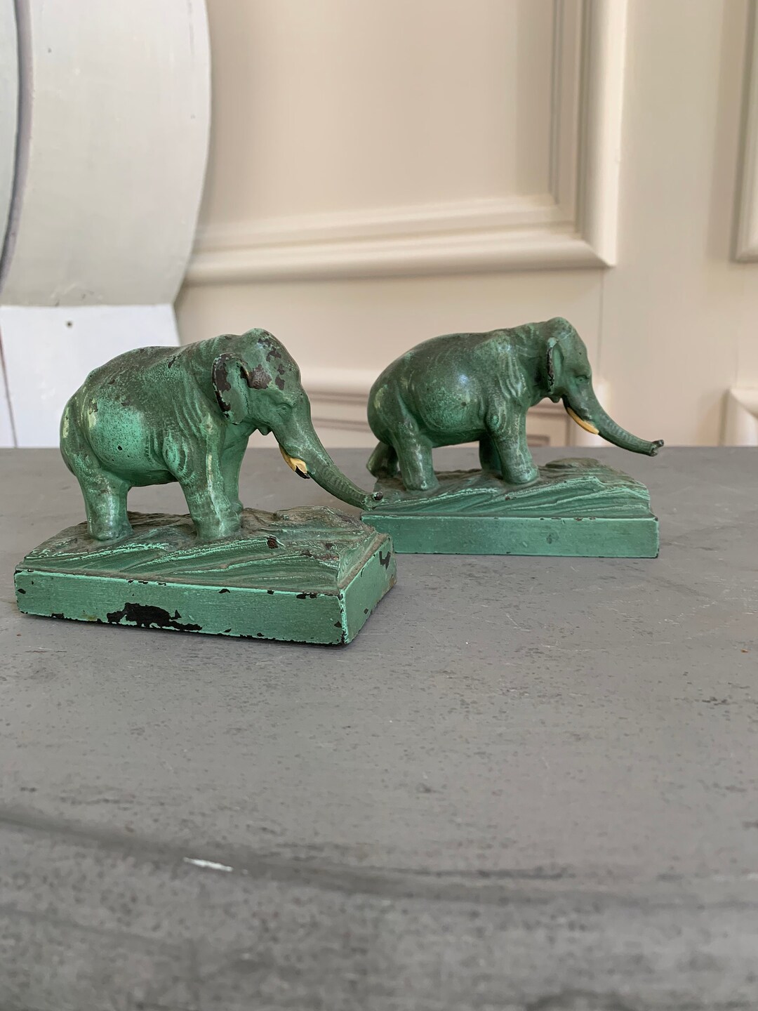 Cold Painted Armor Metal Elephants - Etsy
