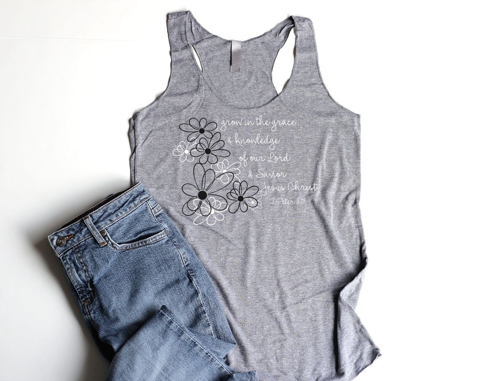 Grow in Grace Tank Christian Tank Tops Women Floral Tank Top | Etsy