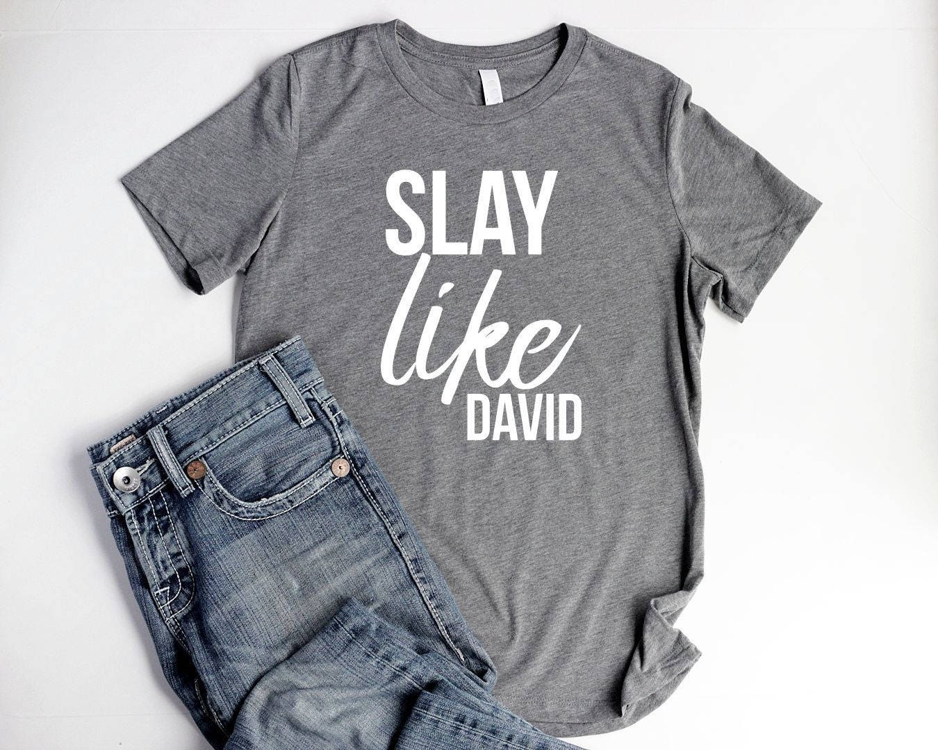 Christian T Shirts for Women Slay Like David Christian Shirts - Etsy