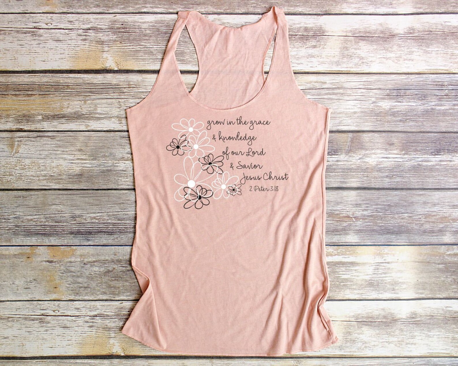 Grow in Grace Tank Christian Tank Tops Women Floral Tank Top | Etsy
