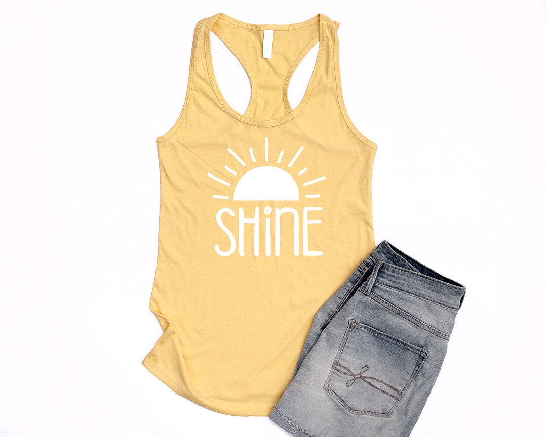 Shine Tank Top Yellow Junior Fitted Christian Tanks for Women Cute ...