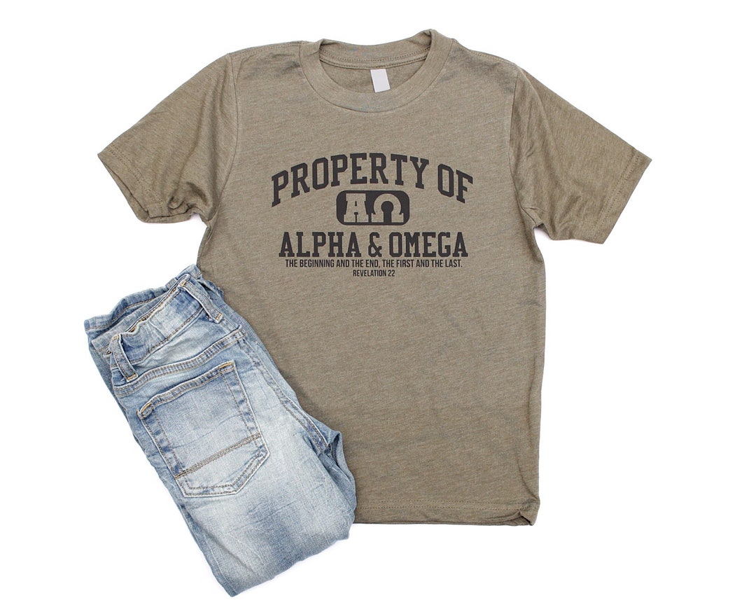 Boys Property of Alpha & Omega Shirt Christian Shirts for Kids Youth ...