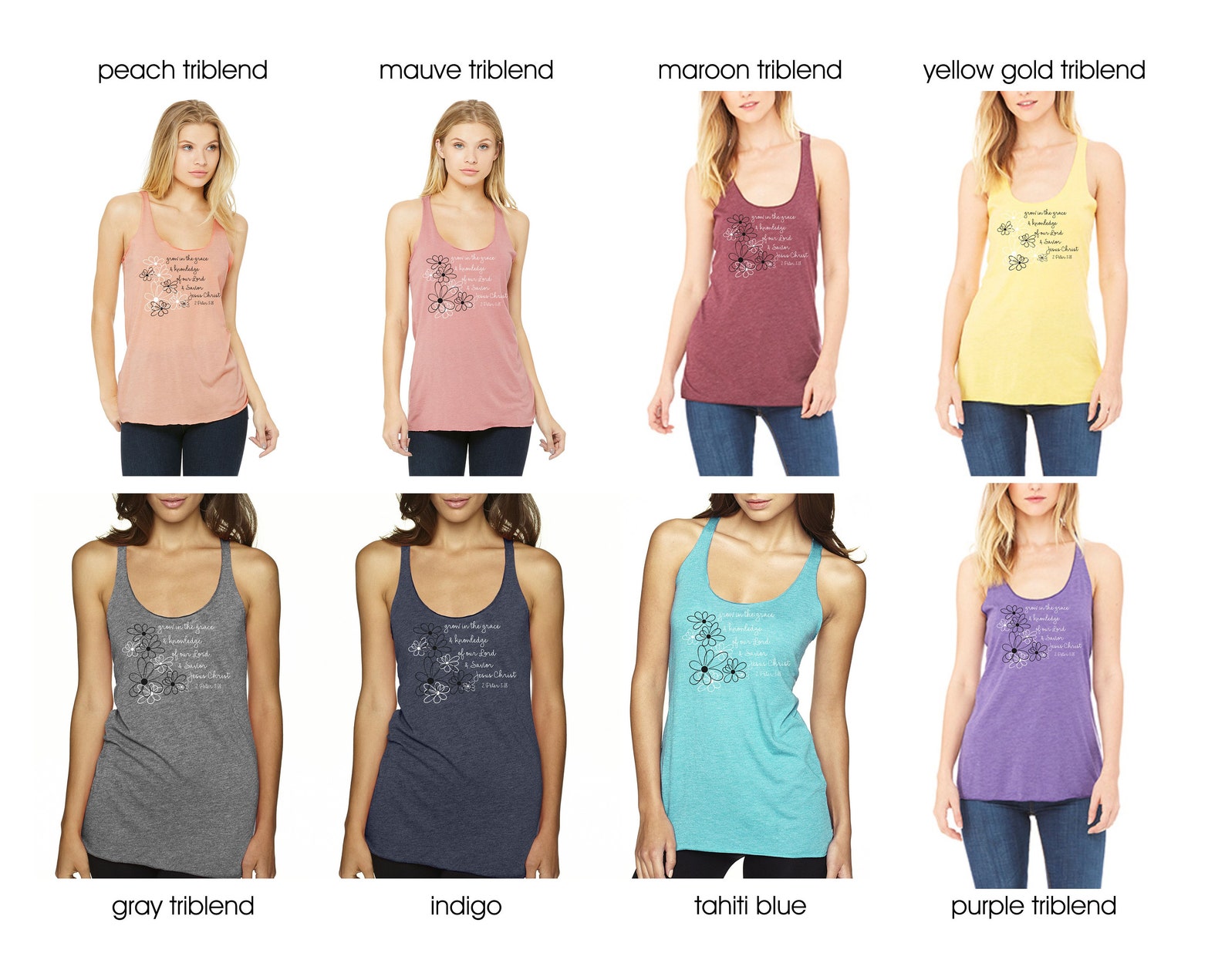 Grow in Grace Tank Christian Tank Tops Women Floral Tank Top | Etsy