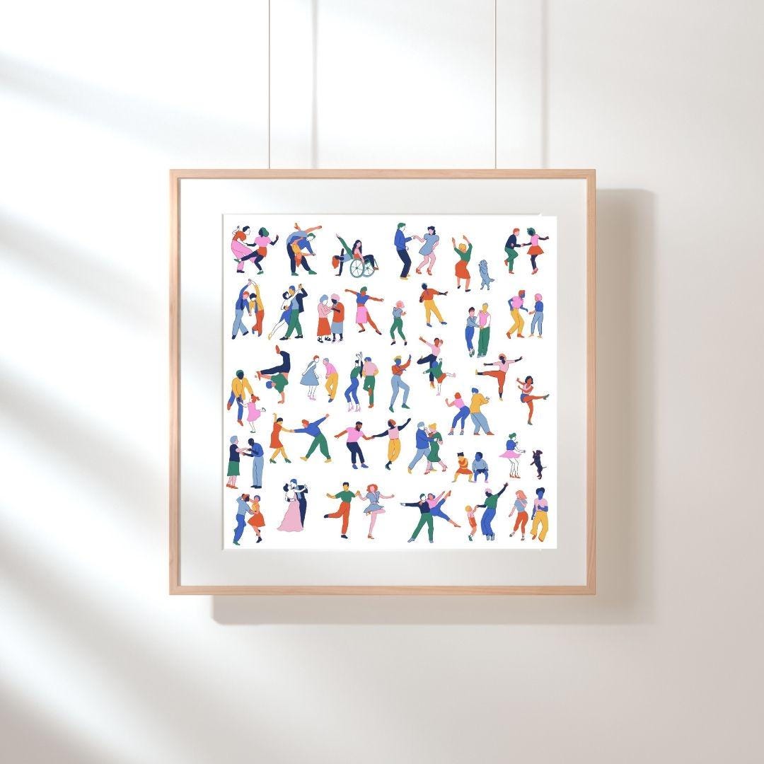 Let's Dance Art Print, Diversity Wall Art, Dance Move Poster, Diversity ...