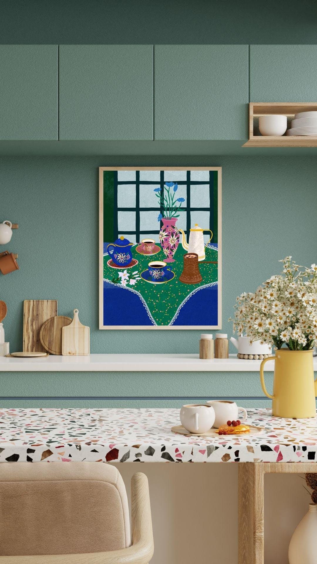 Tea for Two Art Print, Vintage China, Bohemian Tableware Poster - Etsy