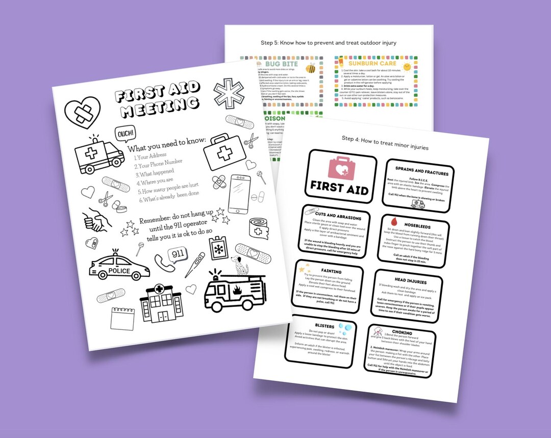 Brownie Scout First Aid Patch Activity | First Aid Coloring | 911 Sheet ...