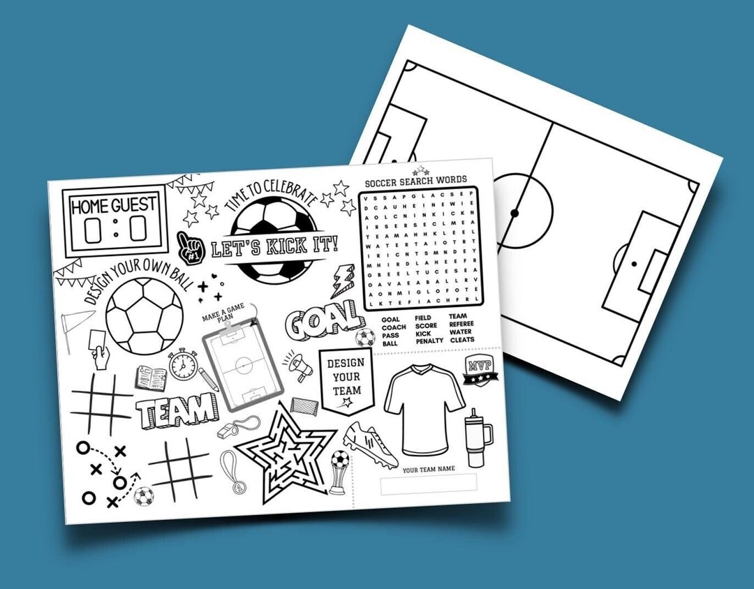 Printable Soccer Theme Party Activity and Coloring Sheet | Soccer Team ...